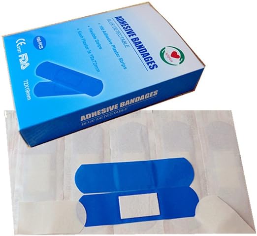 100pcs Waterproof Band Aid Blue Metal Detectable Bandage For Wounds ...