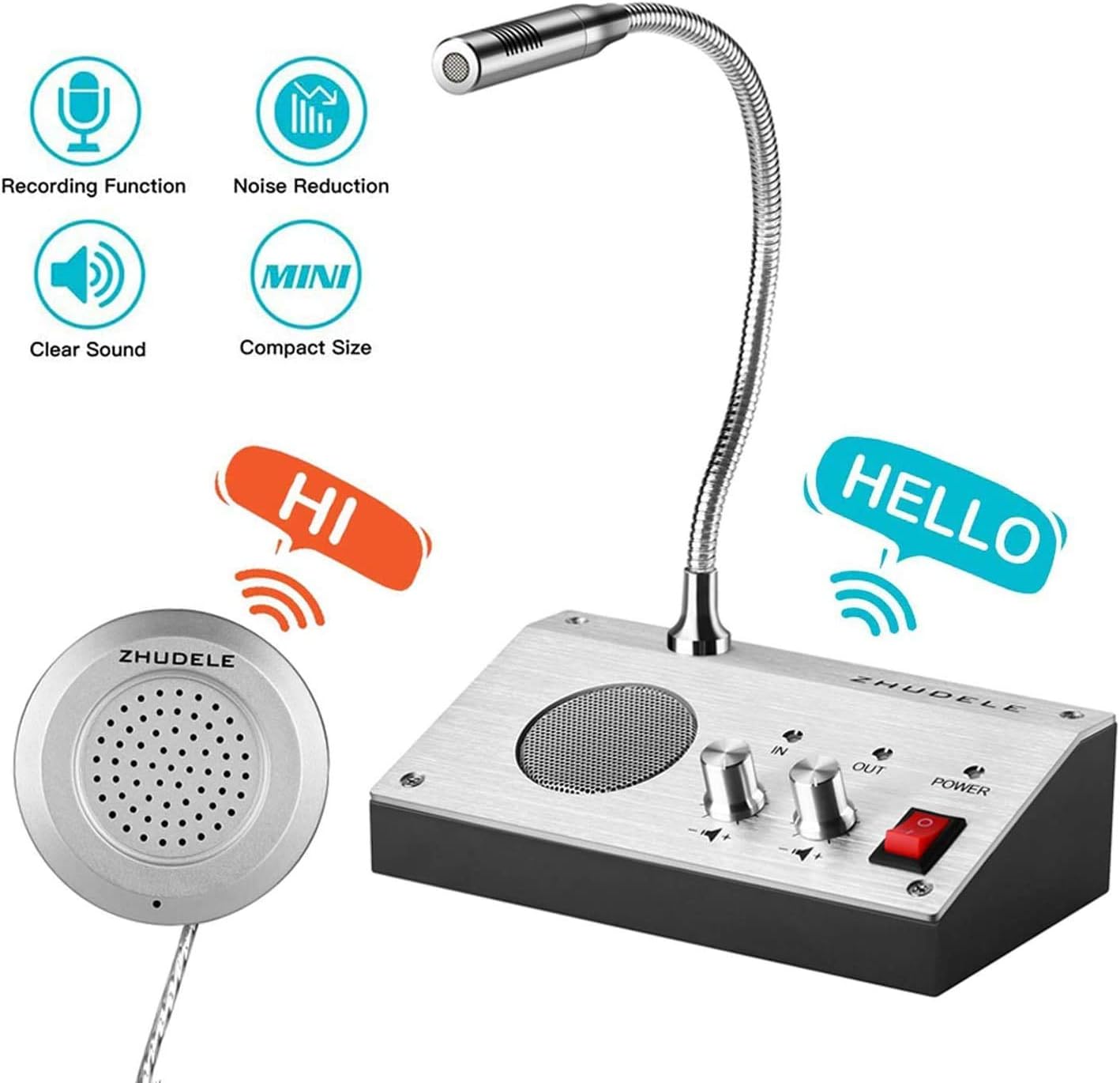 Elikliv Window Intercom System Dual-Way Talk Through Bank Store Bus ...