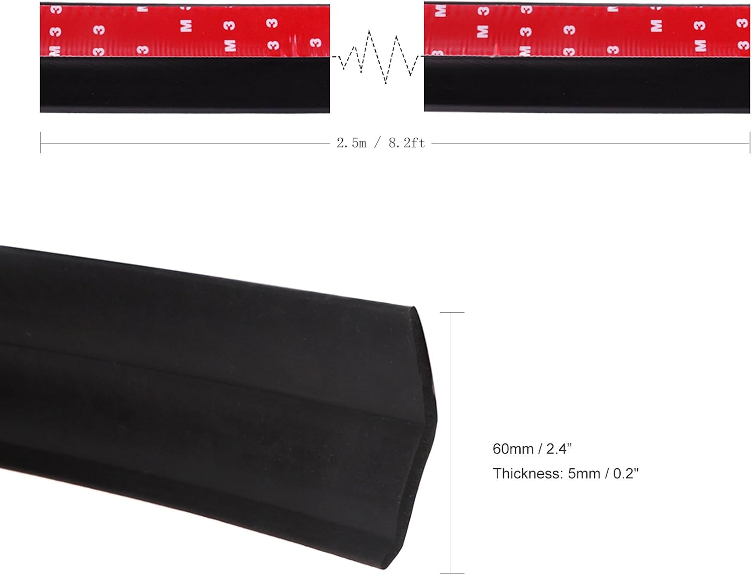 Konesky Car Front Bumper Protector, 2.5m 98 Inch Rubber Protector Lip ...