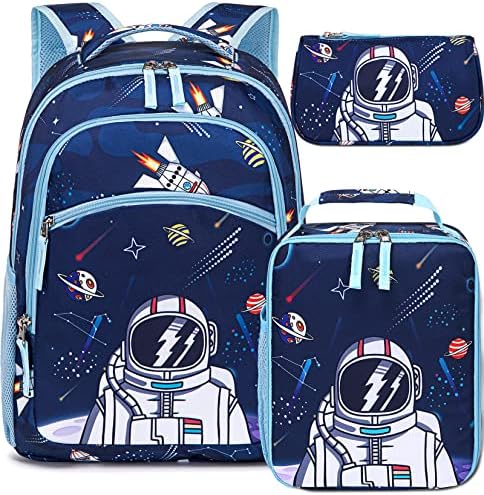 Kids Backpack for Boys Girls Space Preschool Bookbag with Lunch Box ...