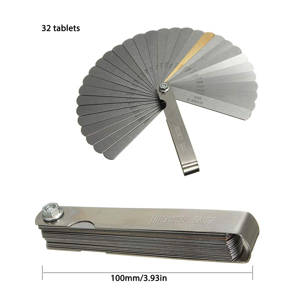 Feeler Gauge, Stainless Steel Feeler Gauge 32 Blades Thickness Gauge Dual Marked Metric and ...