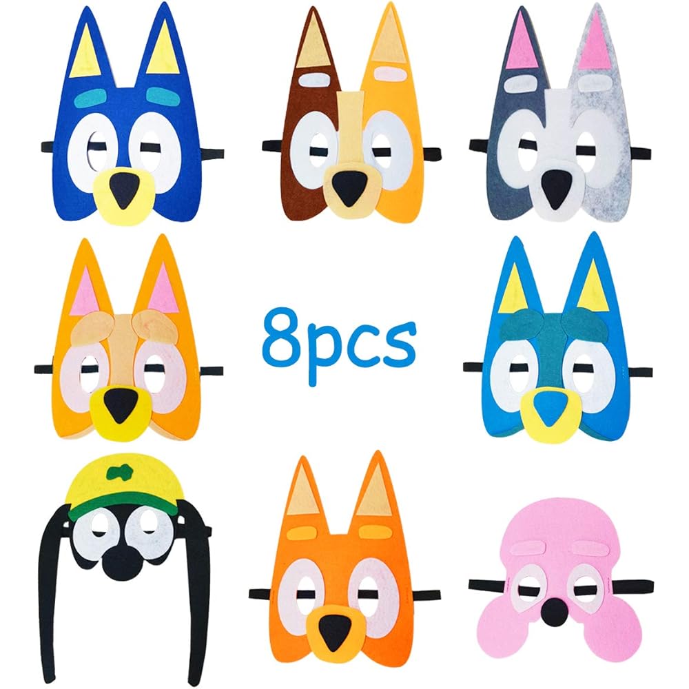 $3/mo - Finance 8pcs Bluey and Bingo Felt Mask Dress Up Costumes Bluey ...