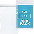 Amazon.com: GPI - 5" X 8" Clear Plastic Zip Bags, 100 Count, Heavy-Duty ...