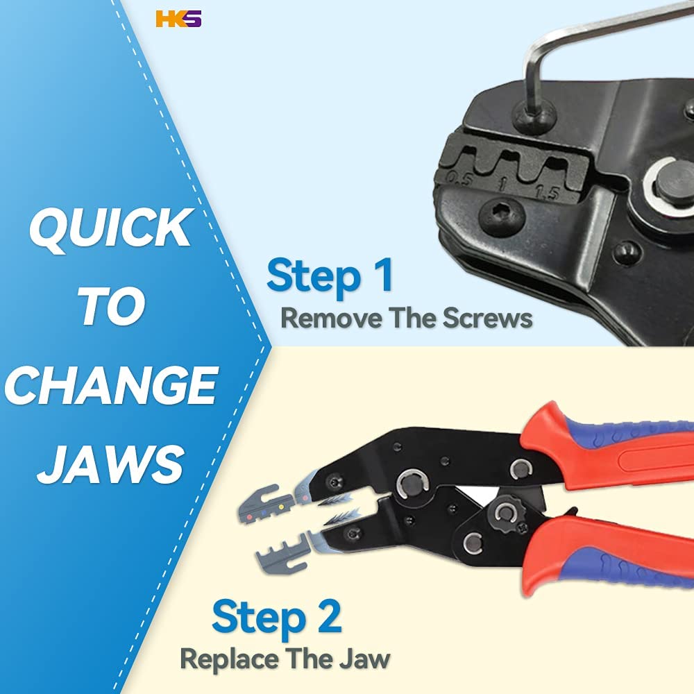 Mua HKS Ratcheting Crimping Tool Set 12 PCS with Wire Stripper & Changeable Jaws for Dupont JST ...