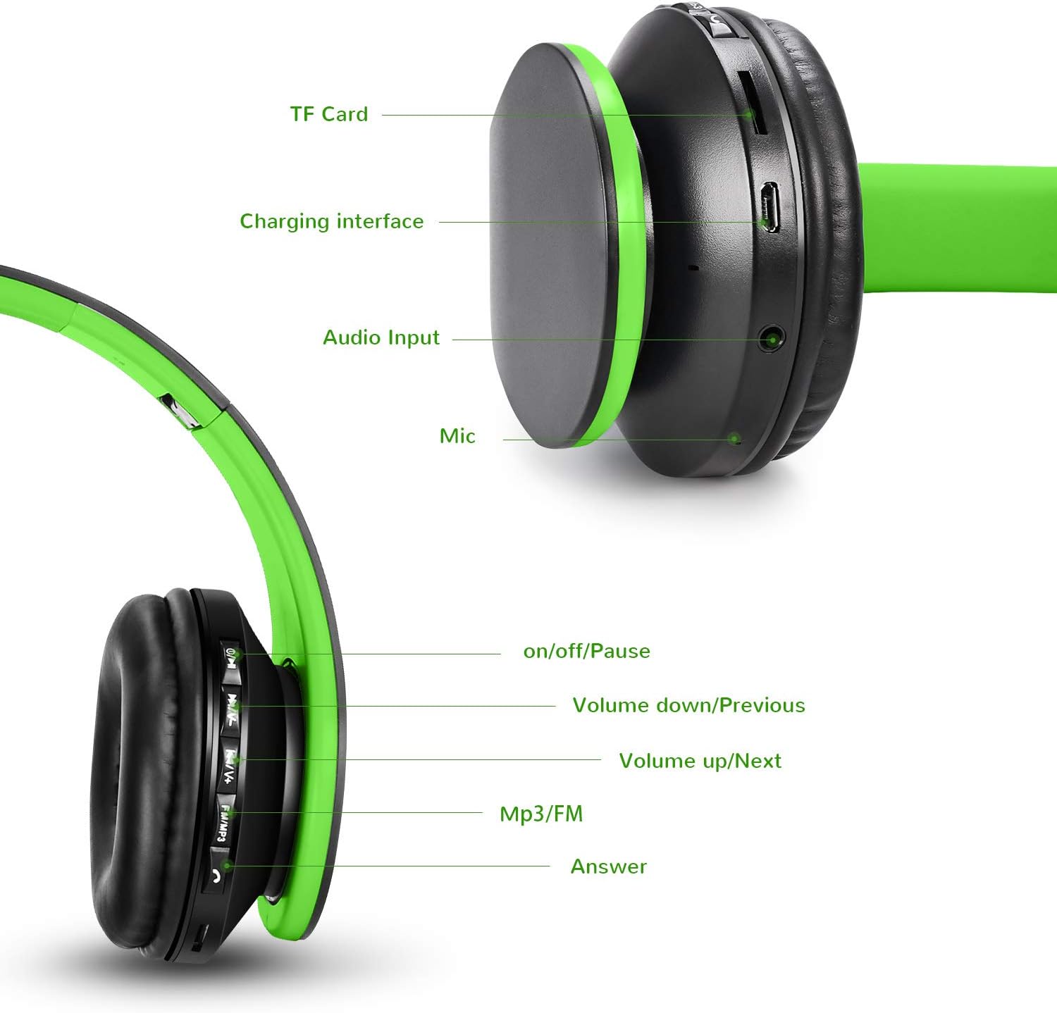 ZAPIG Wireless kids headphones with Microphone, Children’s Wireless ...