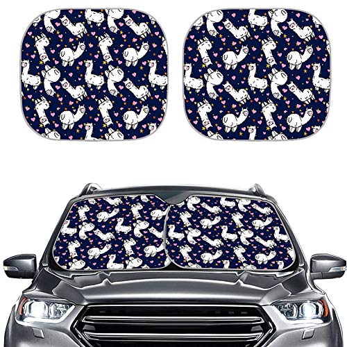 TOADDMOS Lovely Alpaca Llama with Heart Sun Shield for Car Front ...