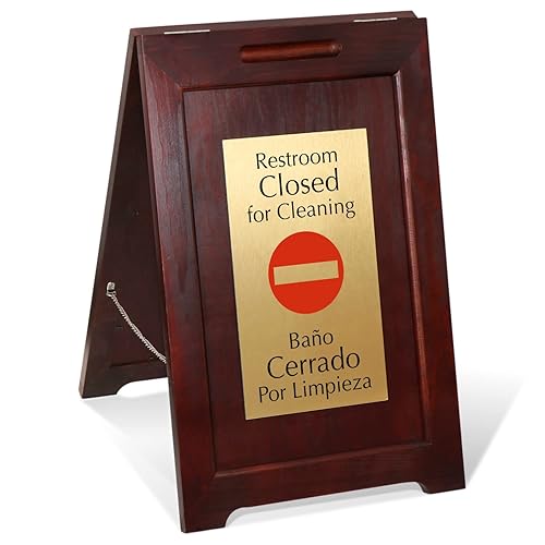 SmartSign Premium Bilingual "Restroom Closed for Cleaning" Wooden A ...