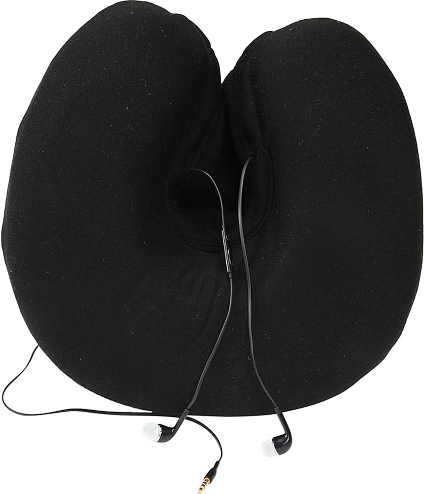 Amazon.com: 1 Voice Travel Neck Pillow with Hood and Ear Buds, Black ...