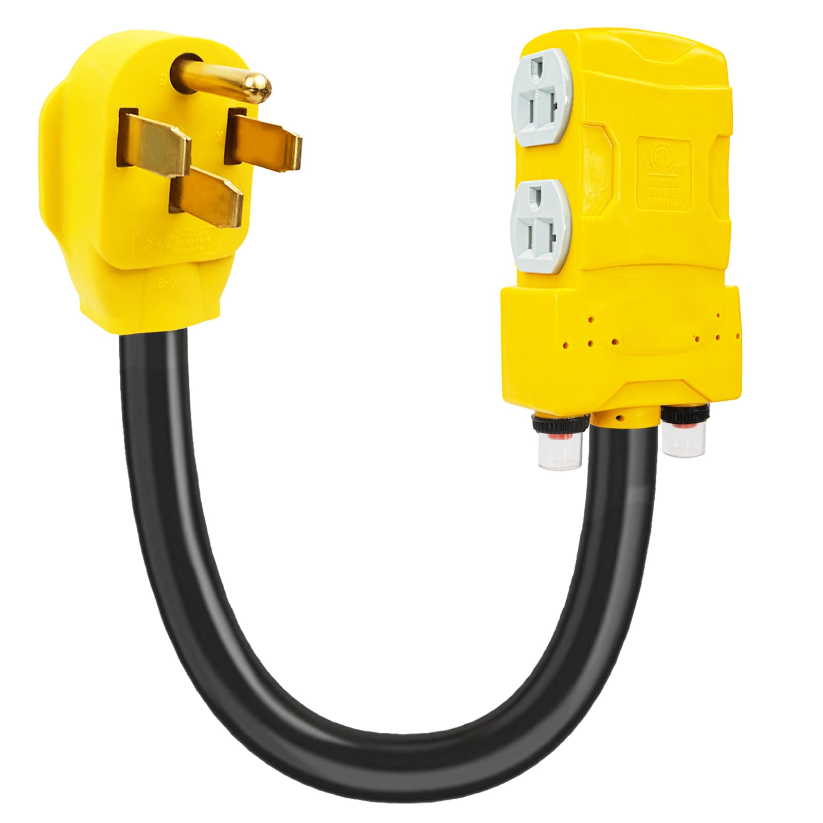 50 Amp to 20 Amp 110V RV Adapter Cord, 4 Prong to Multiple Household ...