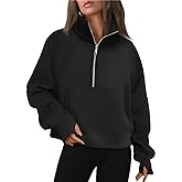 Trendy Queen Womens Cropped Hoodies Long Sleeve Fleece Quarter Zip ...