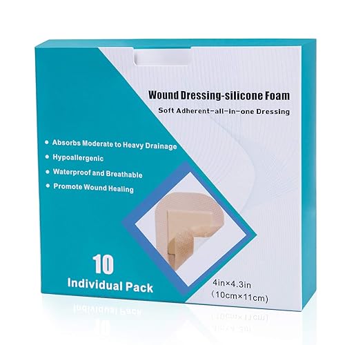 Silicone Foam Dressing 10 Pack with Border Adhesive Hydrophilic Foam ...