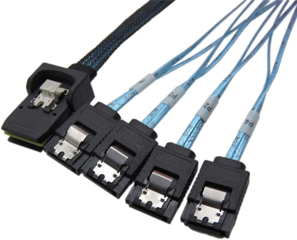 CableDeconn 0.5m Internal Mini SAS 36 pin Male w/Latch to SATA 7 Pin ...