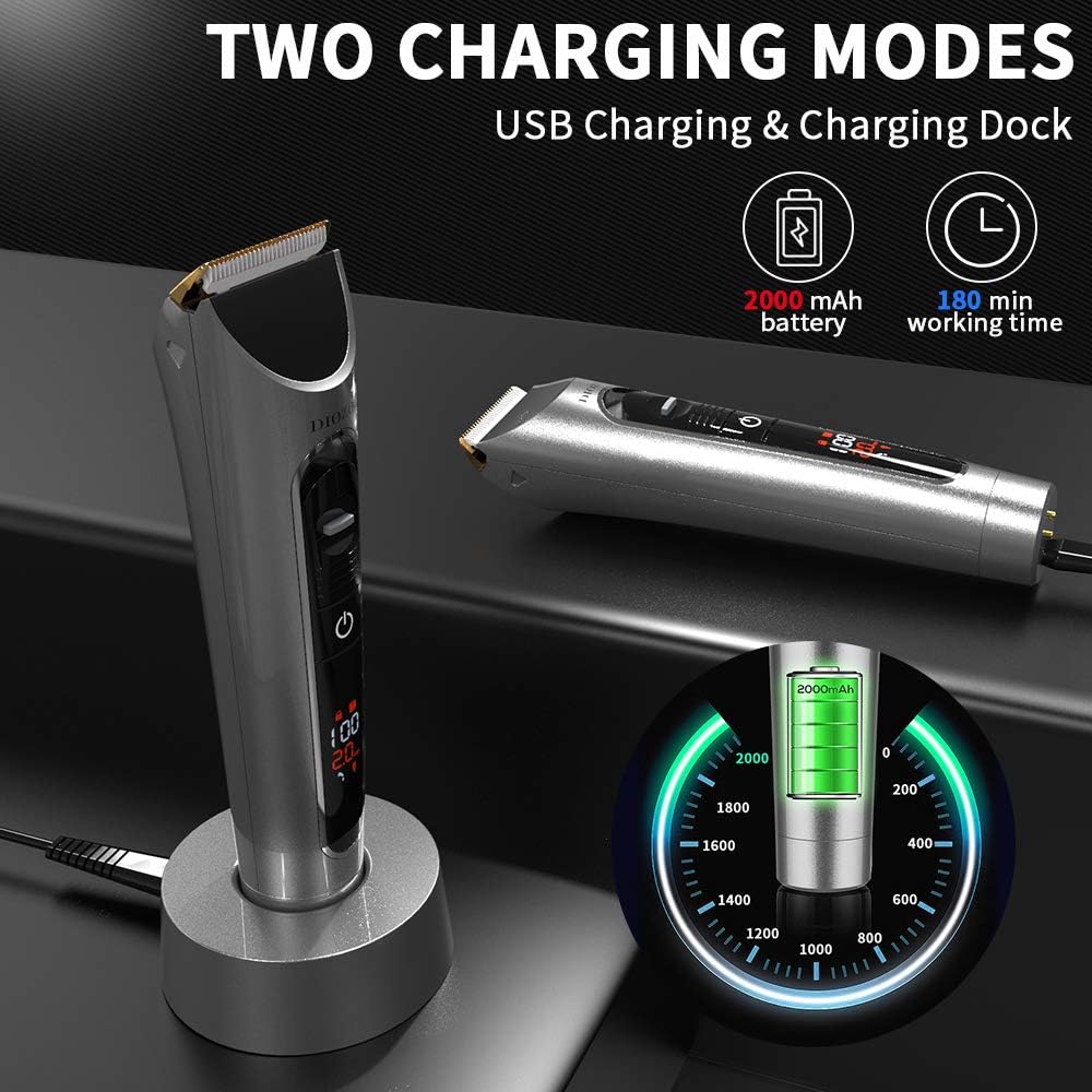 Hair Clippers Men, DIOZO Professional Rechargeable Hair Clipper Set LCD ...