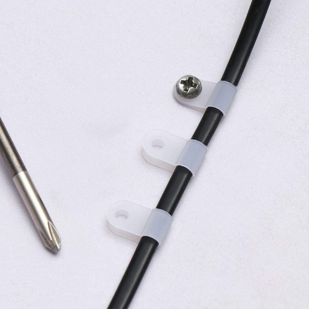 FYSL 100 Pcs Premium R-Type Cable Clip Wire Clamp 3/8 inch Nylon R-Type ...
