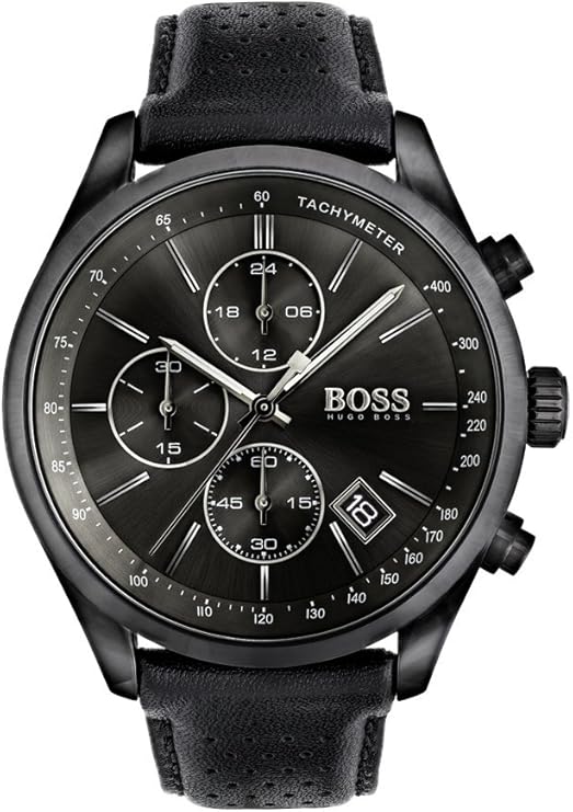 Hugo Boss 1513474 Men Chronograph Quartz Watch with Leather Strap ...