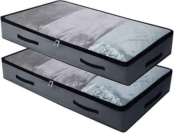 Soft Underbed Storage Containers with 4 Handles & Transparent Lid for ...