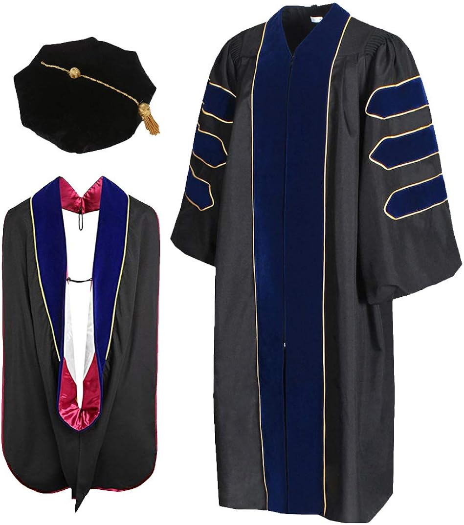 Amazon.com: Cap and Gown Direct Royal Blue Doctoral Graduation Gown ...