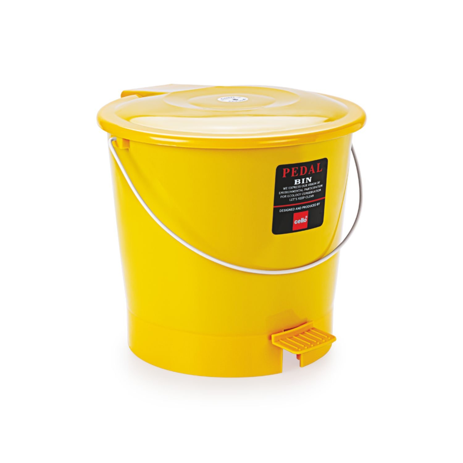 Cello Plastic Pedal Bin Garbage Bucket Big, Yellow, 14 Litre: Amazon.in ...