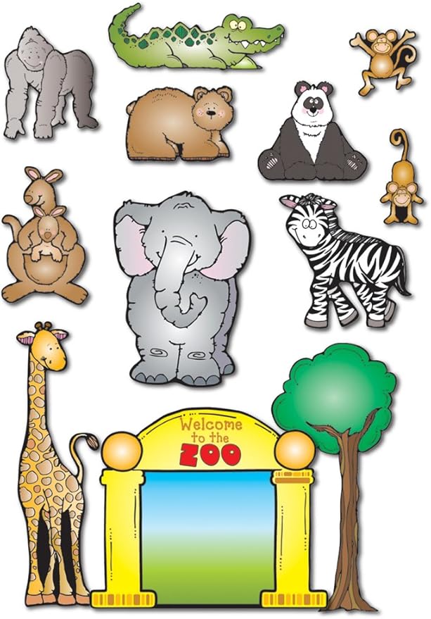 Amazon.com : Carson Dellosa D.J. Inkers Zoo Friends Bulletin Board Set ...