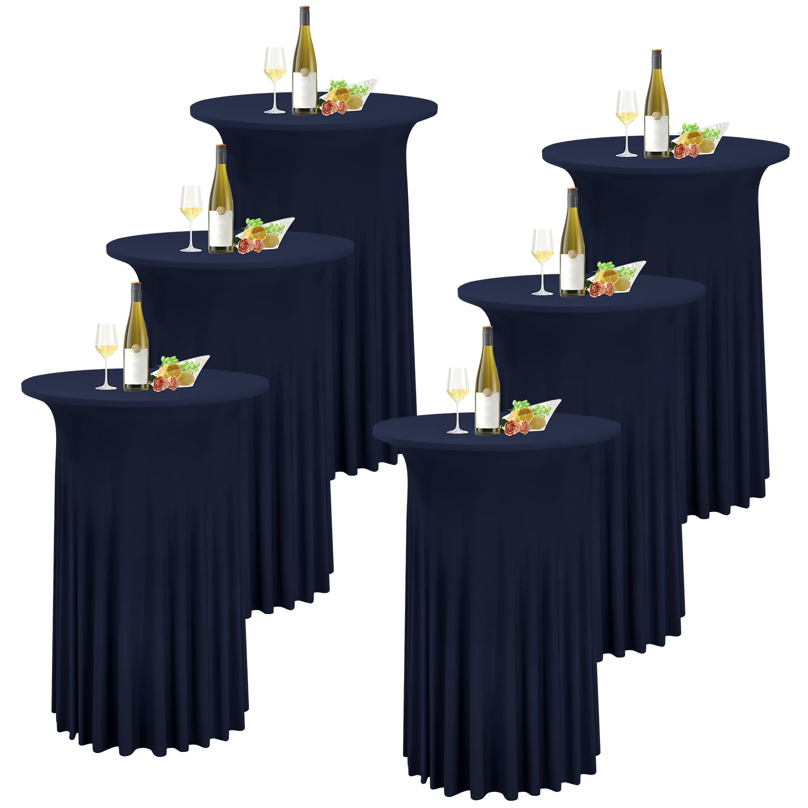 REWOMC 6 Packs Round Cocktail Table Skirt 32"x 43" Spandex Stretch ...