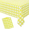 Amazon.com: 4 Pcs Yellow Checkered Tablecloth 54 ×108 Inches Rectangle ...