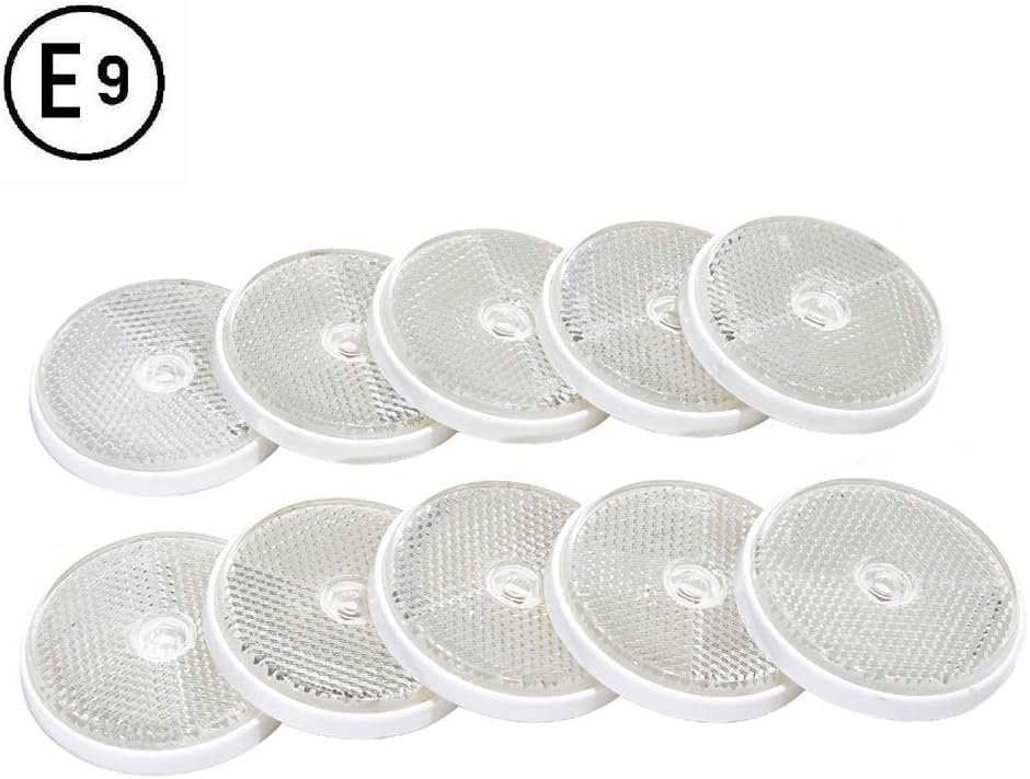 TAEUYYM 10 x Trailer White Round Reflectors, Round Reflectors for Gate ...