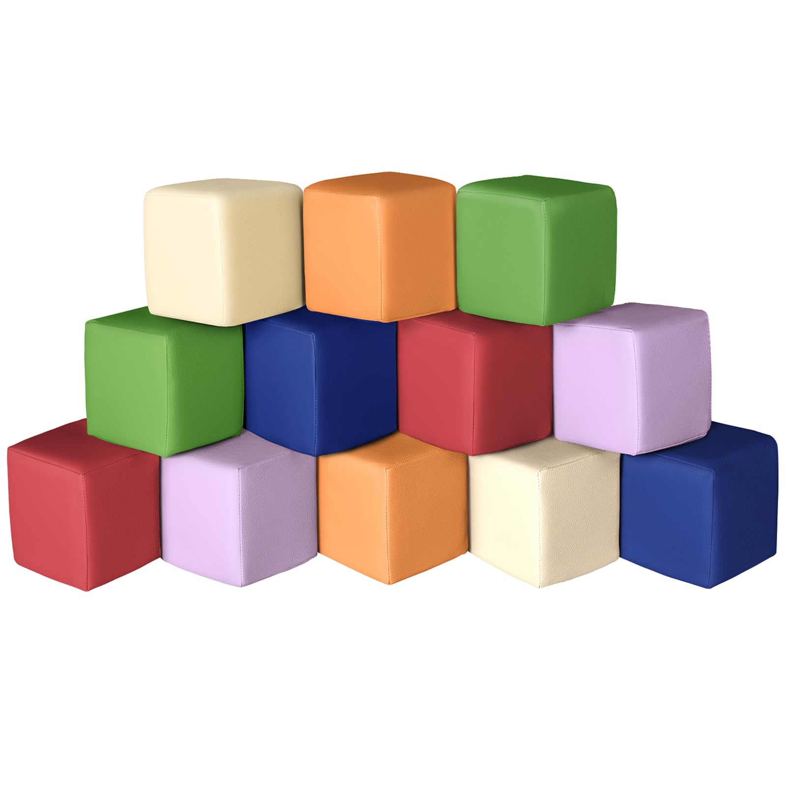 Foam Building Blocks for Kids: 12-Pieces PU Leather Colorful Foam ...