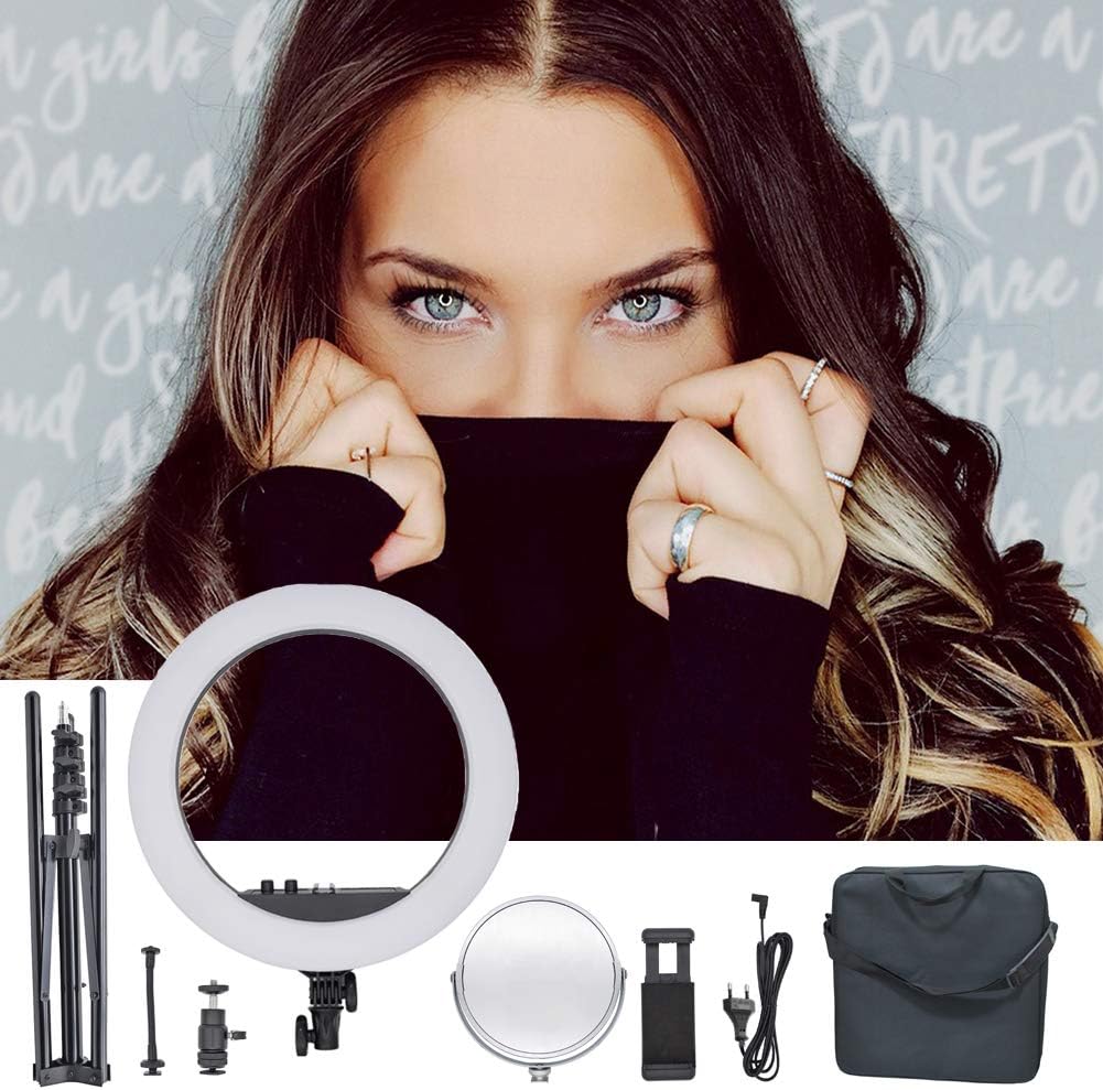 18 inches Ring Light With Stand and Phone Holder,Dimmable Bi-Color 3200 ...