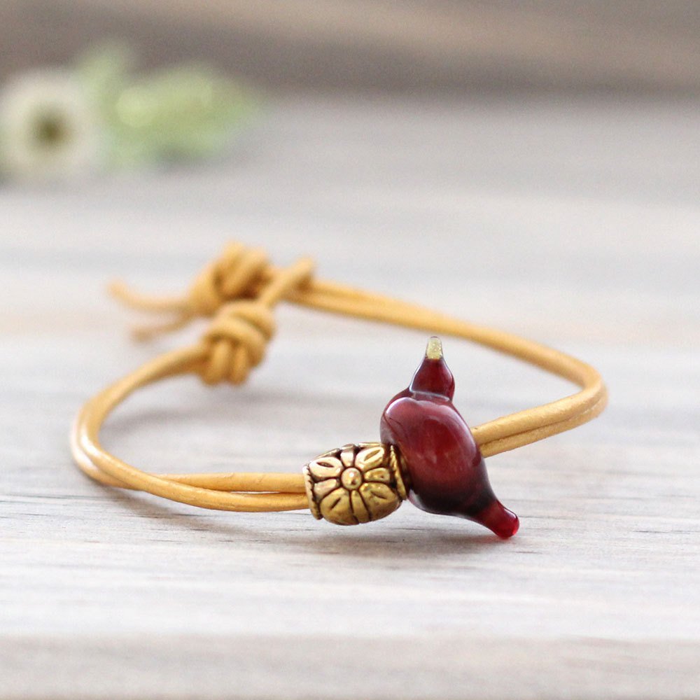 Amazon.com: Cardinal Bird Charm Bracelet: Handmade