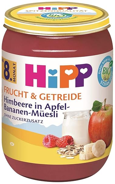 Hipp Bio Frucht & Getreide Himbeere in Apfel-Bananen Müesli, 6er Pack (6 x 190 g): Amazon.de ...