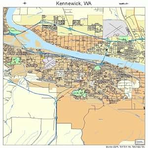 Amazon.com: Large Street & Road Map of Kennewick, Washington WA ...