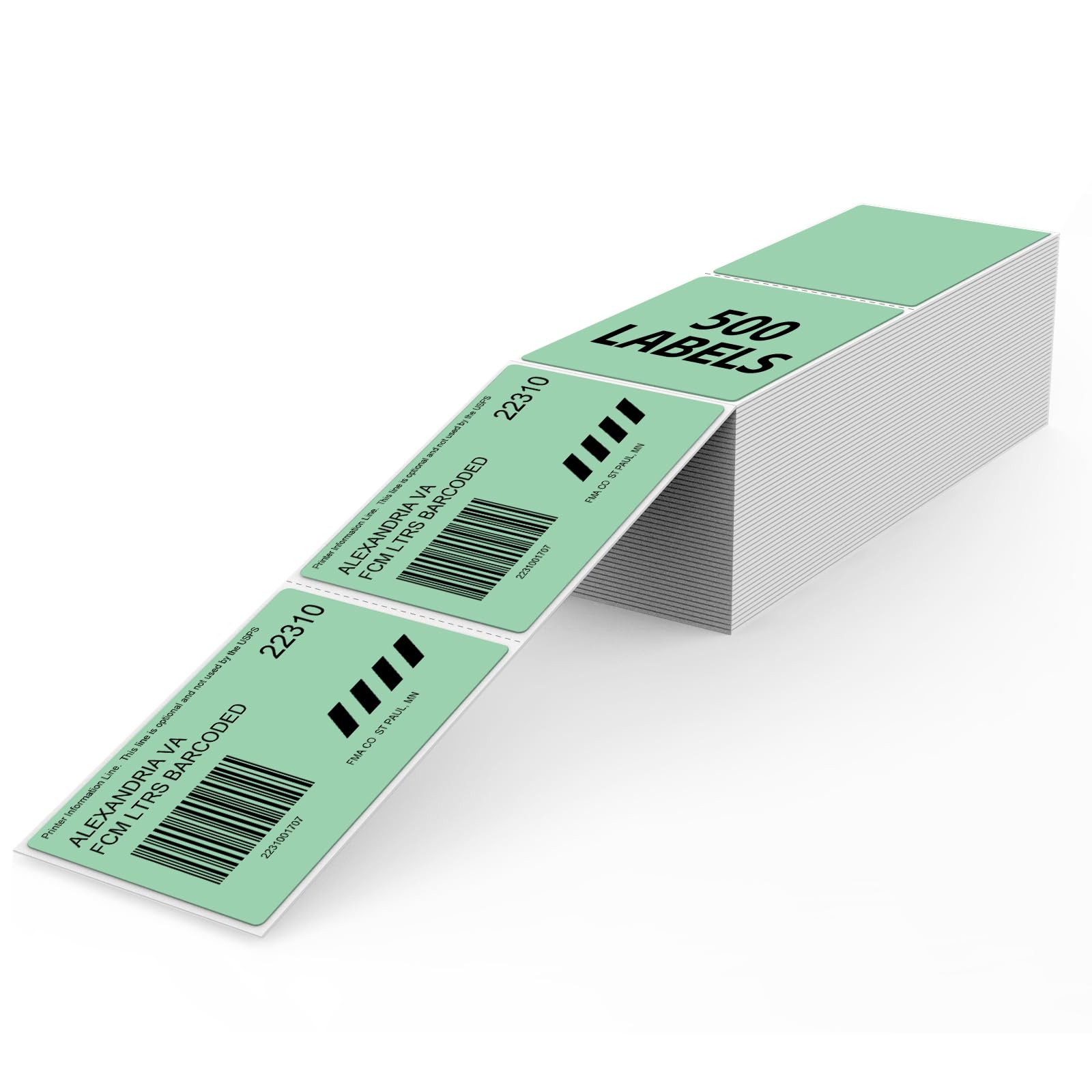 YIKIADA Green Thermal Labels 2 × 3 Inch Vinyl Self-Adhesive Fanfold ...