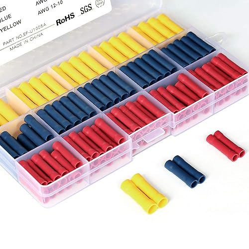 ELECFUN 200 pcs Butt Splice Crimp Connectors Kit, 10-22 AWG Wire Crimps ...