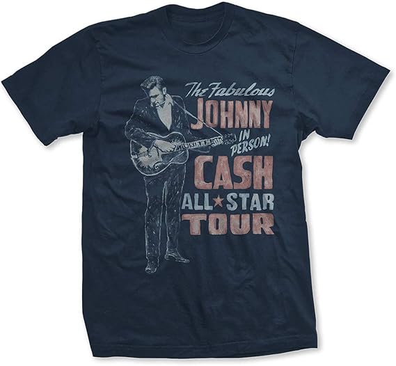 Blue Johnny Cash Ring of Fire Official Tee T-Shirt Mens Unisex: Amazon ...