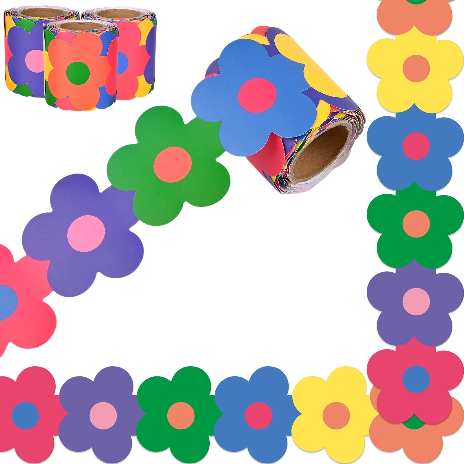 99ft Y2K Flower Bulletin Board Borders Retro Colorful Flower Die-Cut ...