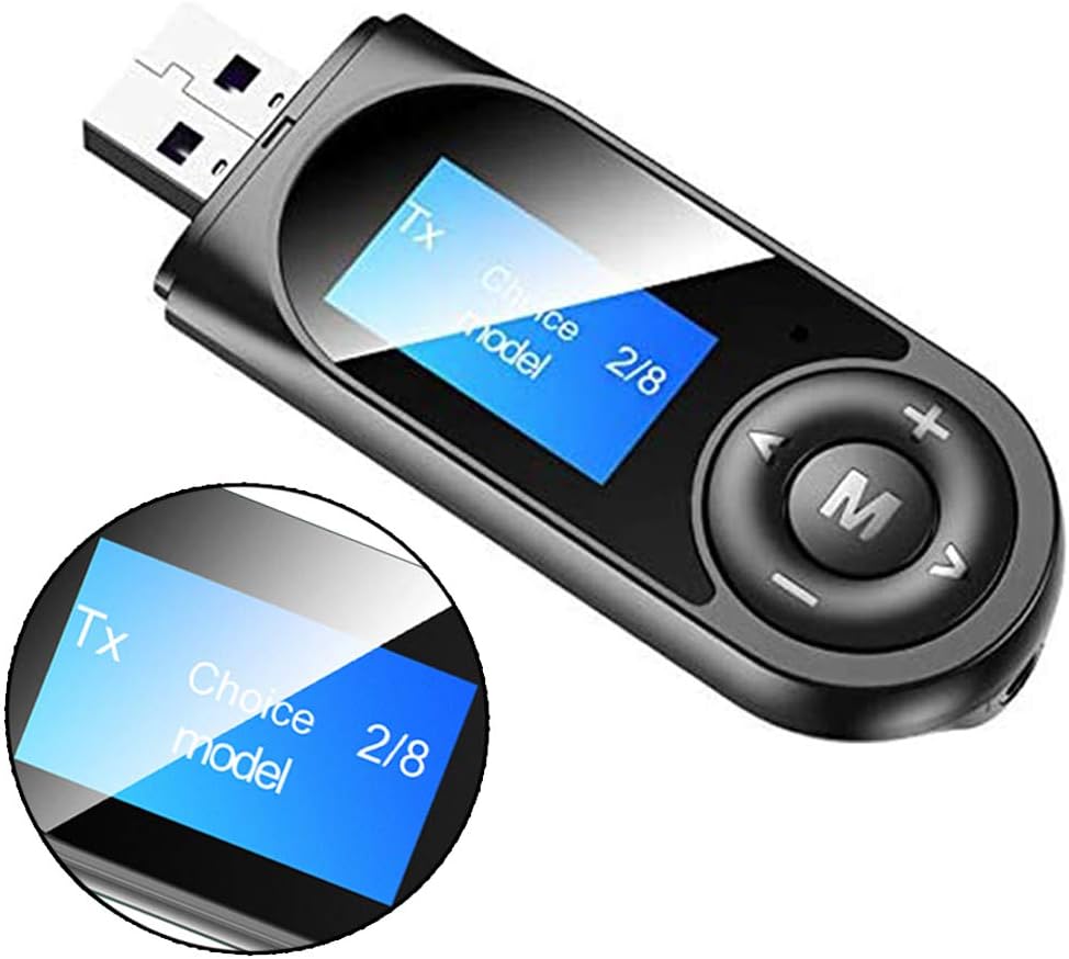 HUET Visible Bluetooth Receiver Transmitter, USB 5.0 Bluetooth Adapter ...