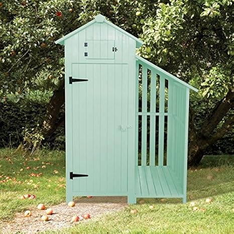 Sentry Box Wooden Garden Tool Shed and Log Store - SAGE GREEN: Amazon ...