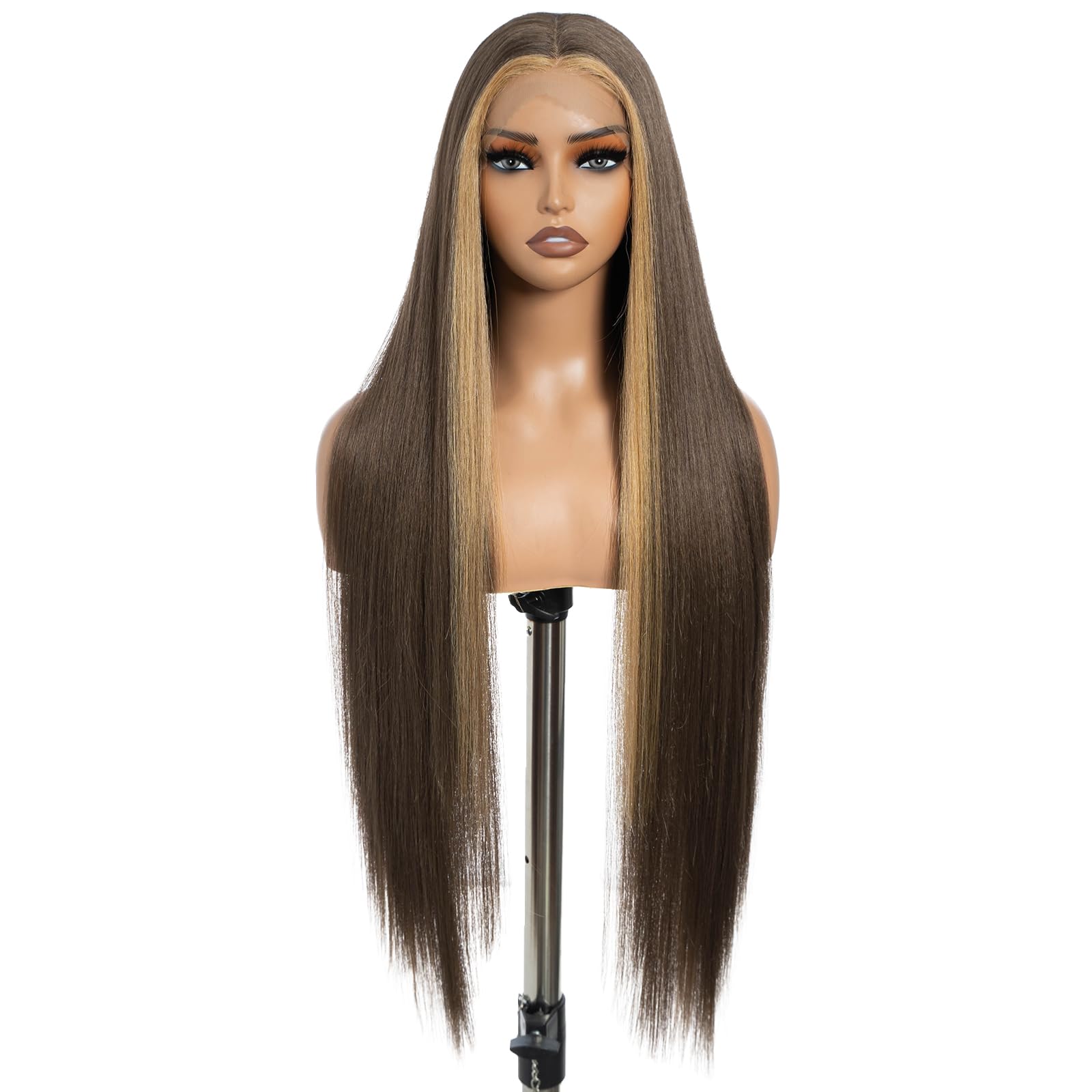 DÉBUT Light Yaki Straight Lace Front Wigs 36 Inches Super Long Wig ...