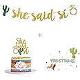 Amazon.com: She Said Si Gold Glitter Banner Sign Garland Pre-strung ...