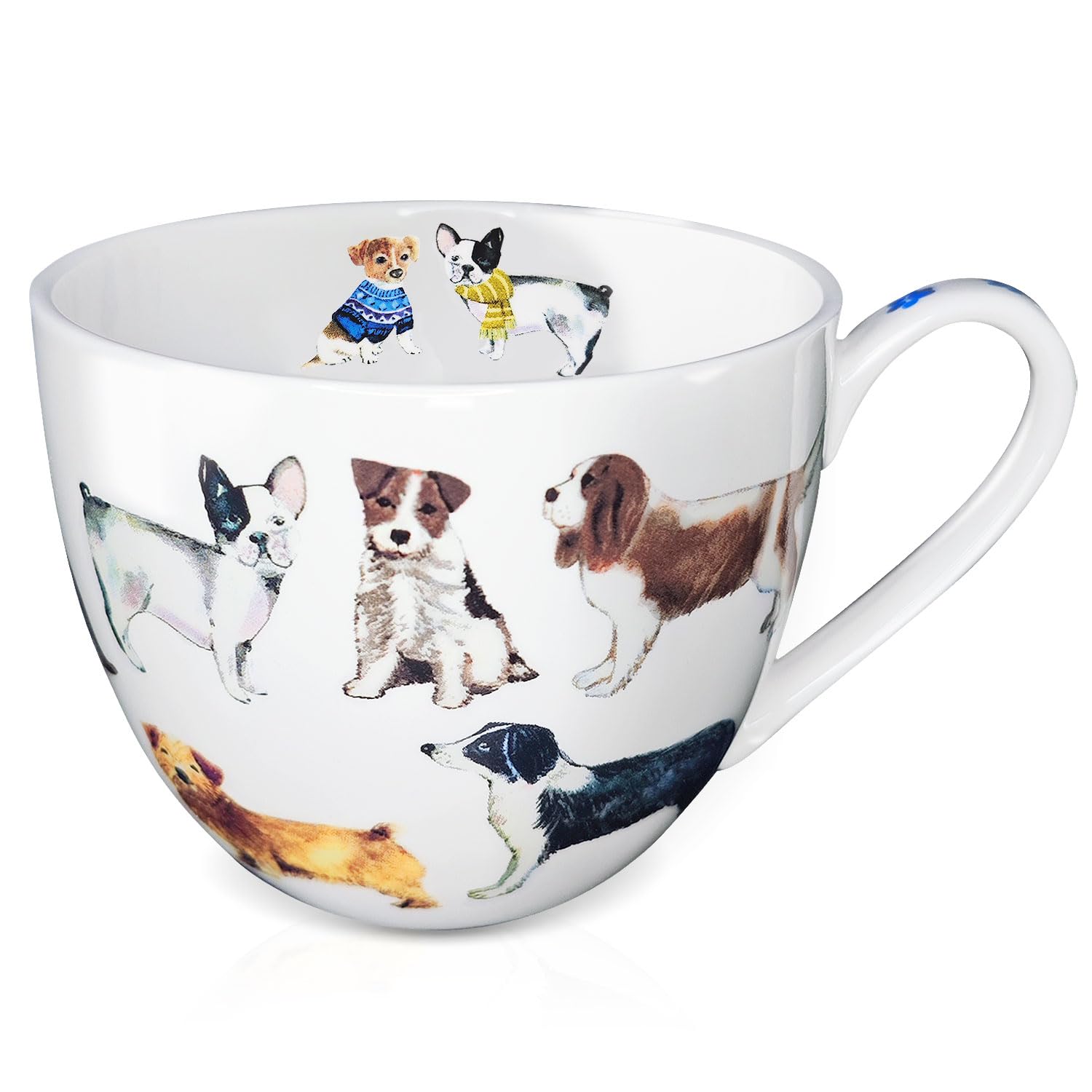 Cute Dog Mugs for Daily Coffee and Tea, Premium 20 oz Bone China Coffee ...