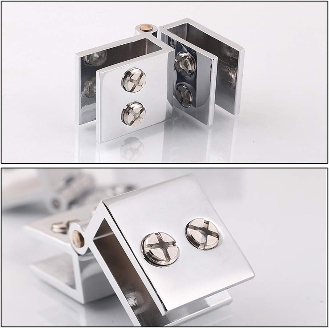 Drenky 2 PCS 90 Degree Glass Door Clip Clamp Hinge No Drilling Glass to ...
