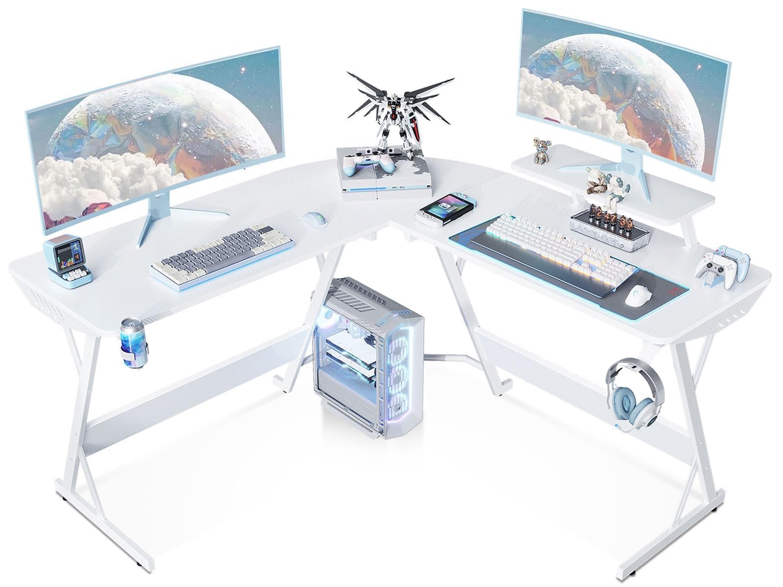 Mua MOTPK White L Shaped Gaming Desk, 51 Inch Gamer Desk Gaming Table ...