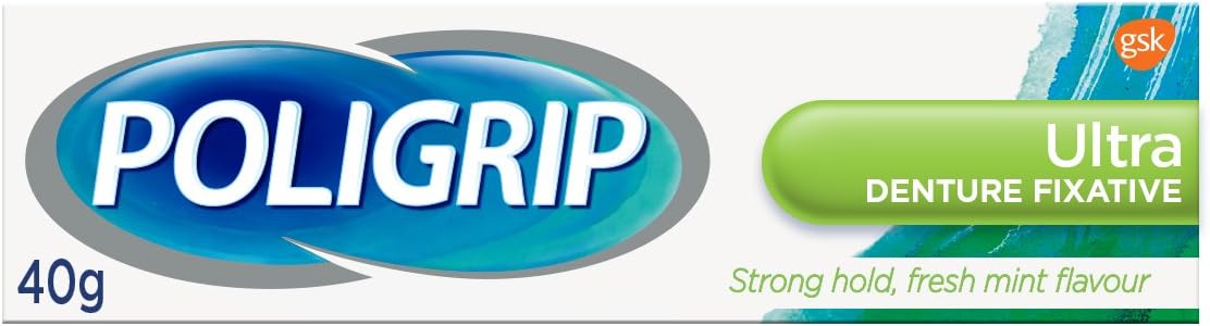 Poligrip Denture Adhesive Cream, False Teeth and Partials Fixative ...