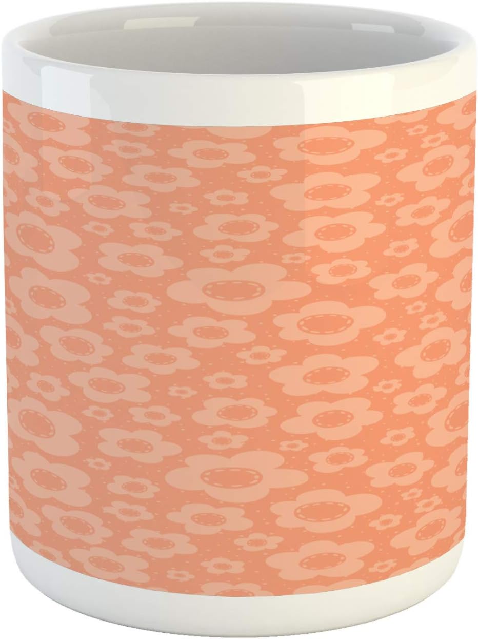Amazon.com: Lunarable Peach Mug, Spring Inspired Monochromatic Pastel ...