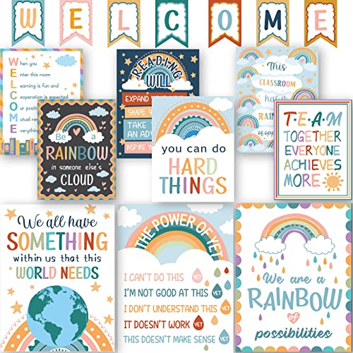 Mua Boho Rainbow 17 Pieces Classroom Motivational Posters Welcome Decor ...