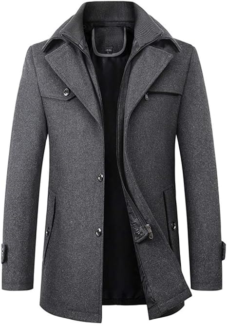Comfortable Thick Blends Woolen Pea Top Coat Men Winter Wool Warm Coat ...
