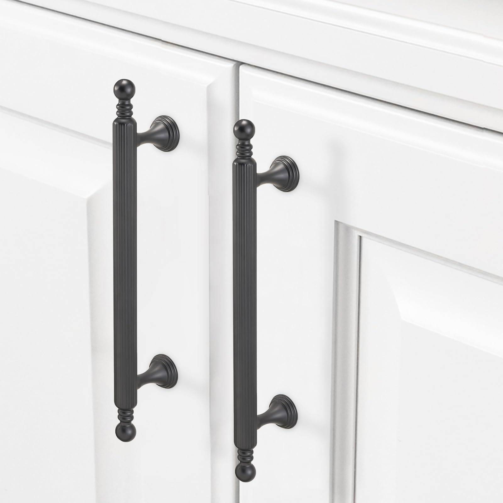 POVEFONK 10 Pack 5 inch(128mm) Matte Black Kitchen Cabinet Handles ...