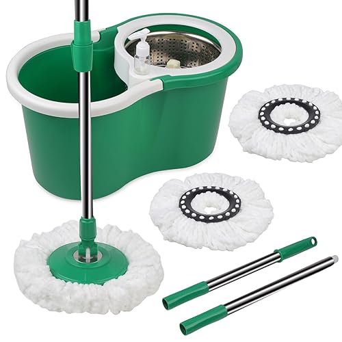 Spin Mop and Bucket, Mop and Bucket with Wringer Set 360° Spinning Mop ...