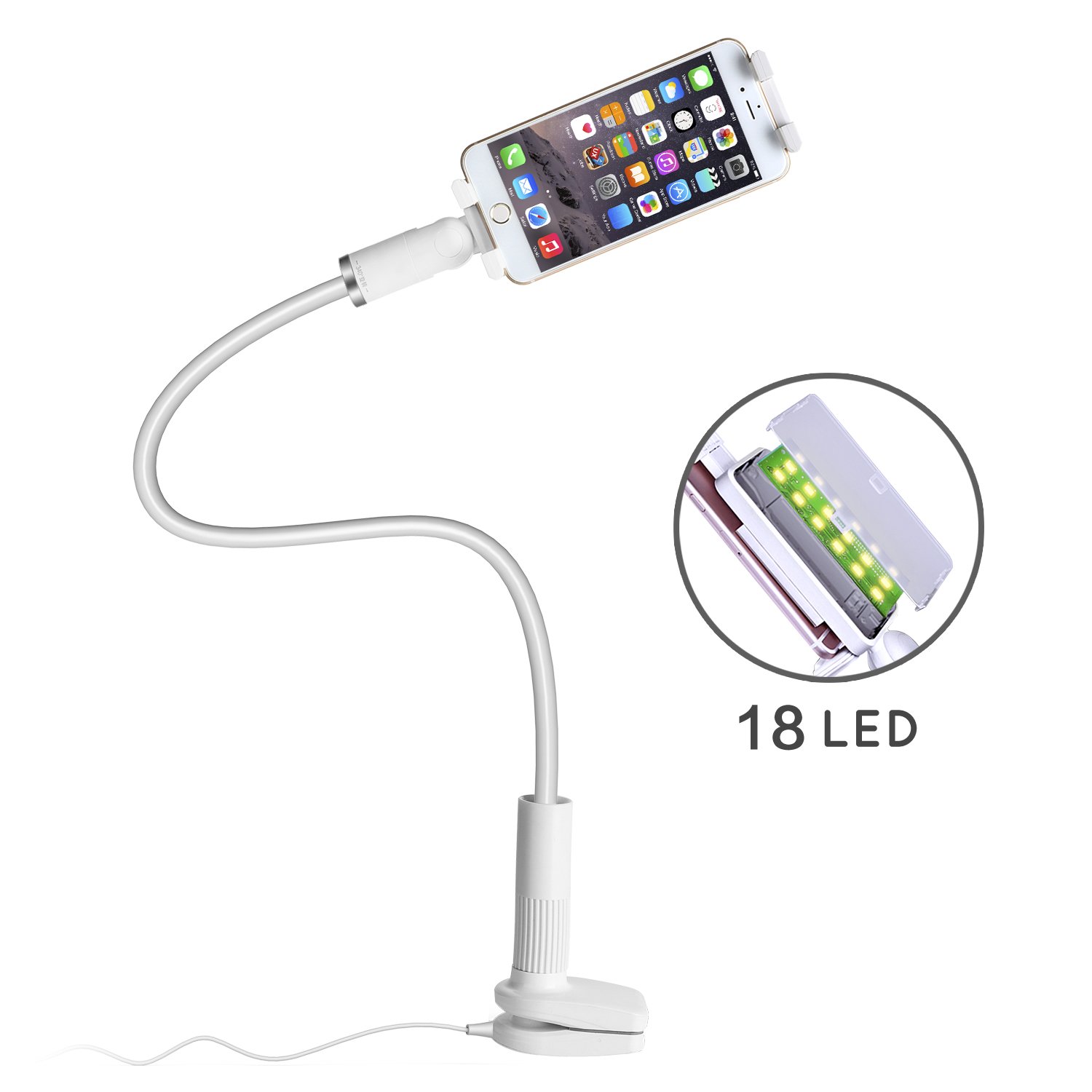Bedside Table Lamp Led Lights Clamp Desk Lamp & Gooseneck Mobile Phone ...