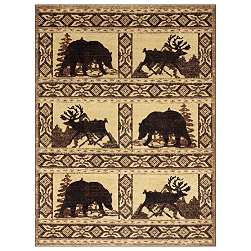 Home Dynamix Buffalo Elk Rustic Area Rug, Beige/Brown, 5'2"x7'2 ...